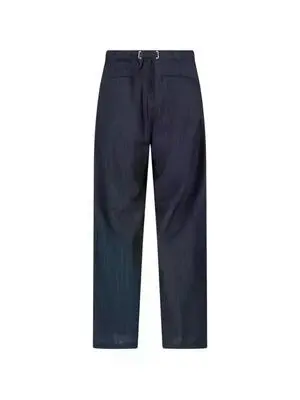 WHITE SAND Pinstripe Belted Trousers