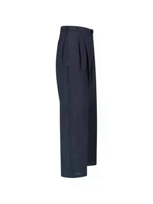 WHITE SAND Pinstripe Belted Trousers