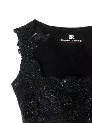 Ermanno Scervino Sequin-embellished Lace Cropped Top