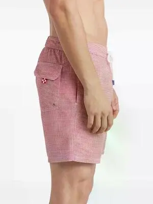 MC2 SAINT BARTH Gingham Check Swim Shorts - Red