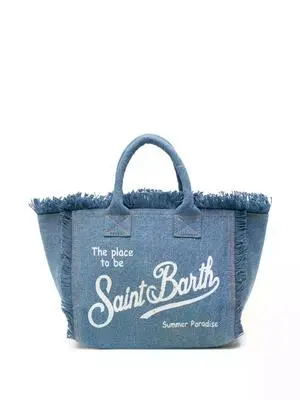 MC2 SAINT BARTH Frayed-edge Denim Tote Bag - Blue