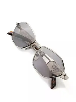 Prada Irregular Metal Frame Sunglasses - Silver