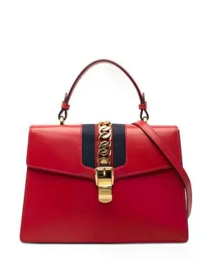 Gucci Medium Leather Sylvie Top Handle Satchel - Red