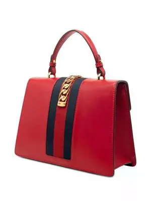 Gucci Medium Leather Sylvie Top Handle Satchel - Red