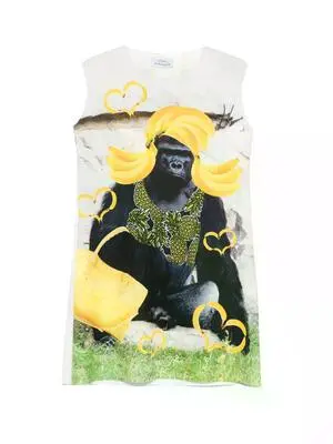 The Artistylist Gorilla-print Mini Dress - White