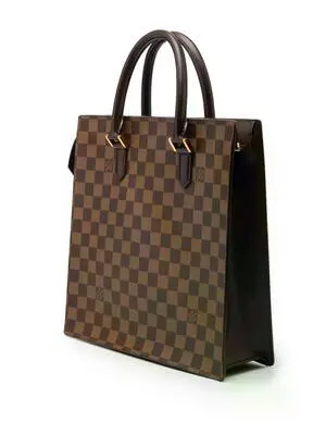 LOUIS VUITTON 2003 Damier Ebene Venice Sac Plat Tote - Brown