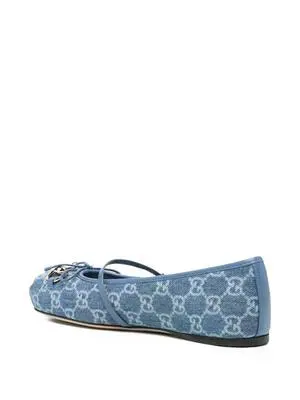 Gucci Gg Monogram Ballet Flats With Horsebit Detail