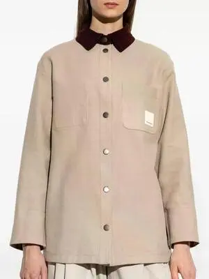 Emporio Armani Check-pattern Coat With Corduroy Collar