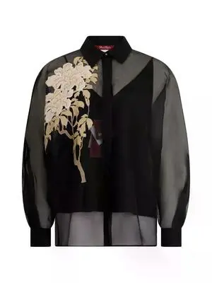 Max Mara Embroidered Sheer Blouse