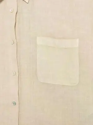 120% Lino Ali Chest-pocket Curved-hem Shirt - Neutrals