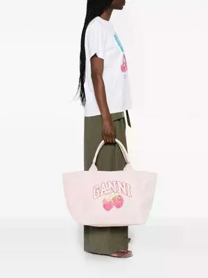GANNI Logo-print Shoulder Bag - Pink
