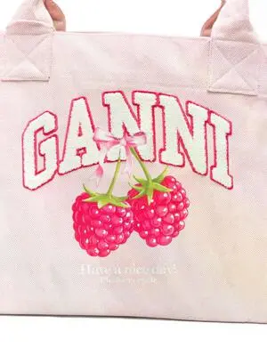 GANNI Logo-print Shoulder Bag - Pink