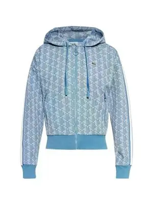 Lacoste Monogram Print Zip-up Hoodie - Blue