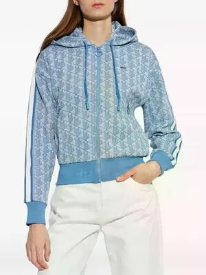 Lacoste Monogram Print Zip-up Hoodie - Blue