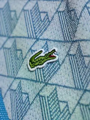 Lacoste Monogram Print Zip-up Hoodie - Blue