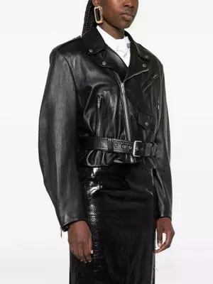 Saint Laurent Belted Biker Jacket - Black