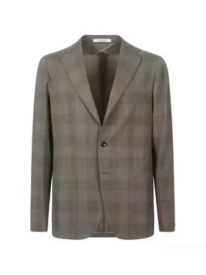 Tagliatore Check-pattern Seersucker Blazer - Brown