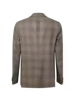 Tagliatore Check-pattern Seersucker Blazer - Brown