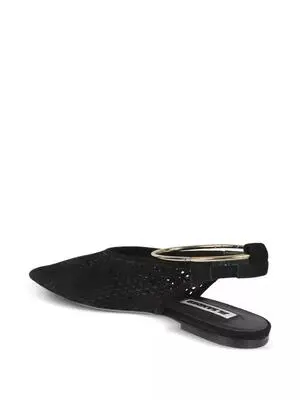 JIL SANDER Ring Embellished Perforated Ballet Flats - Black