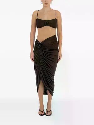 MAYGEL CORONEL Medusa Floral-appliqué Beachwear Set - Brown