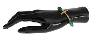 NIALAYA JEWELRY Jade Stone Gold Cz Cross Bracelet