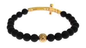 NIALAYA JEWELRY Matte Onyx Stone Cz Cross Bracelet