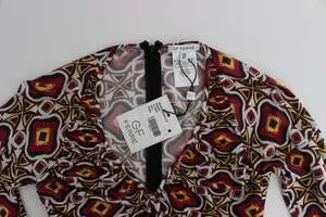GF FERRE Long Sleeve V-neck Printed Viscose Dress