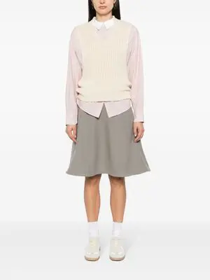 AMI Paris Virgin Wool-blend A-line Skirt - Grey