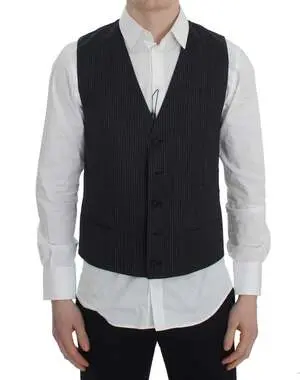 Dolce & Gabbana Striped Wool Stretch Vest - Gray
