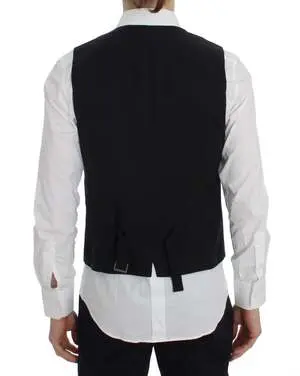 Dolce & Gabbana Striped Wool Stretch Vest - Gray
