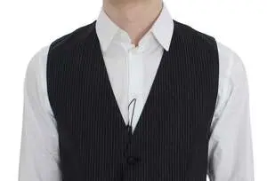 Dolce & Gabbana Striped Wool Stretch Vest - Gray