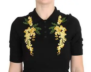 Dolce & Gabbana Silk Floral Embroidered Polo Top