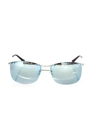 FRANKIE MORELLO Metallic Frame Blue Mirror Sunglasses - Silver