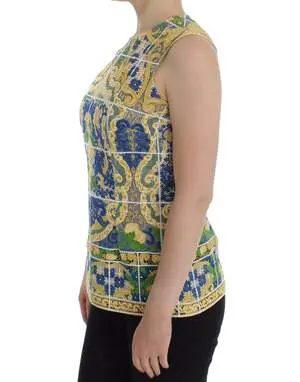 Dolce & Gabbana Majolica Embroidered Sleeveless Top
