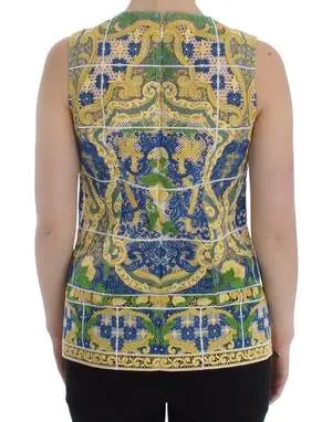 Dolce & Gabbana Majolica Embroidered Sleeveless Top