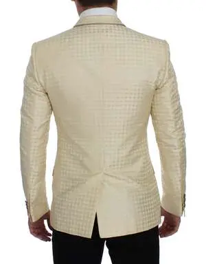 Dolce & Gabbana Polka Dot Silk 2 Piece Blazer - Beige