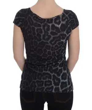 Roberto Cavalli Just Leopard Print Modal T-shirt Blouse