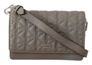 Karl Lagerfeld Quilted Leather Crossbody Bag - Grey