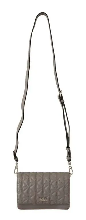 Karl Lagerfeld Quilted Leather Crossbody Bag - Grey