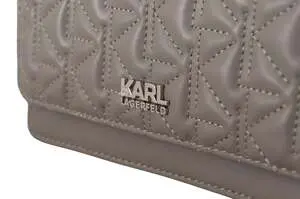Karl Lagerfeld Quilted Leather Crossbody Bag - Grey