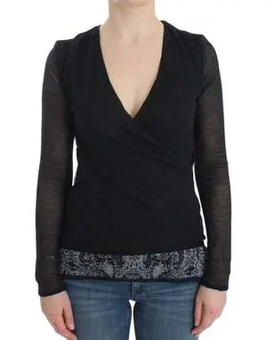 Ermanno Scervino Wool Blend Stretch Long Sleeve Sweater - Black