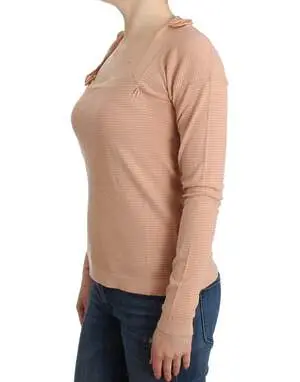 Ermanno Scervino Wool Blend Striped Long Sleeve Top - Orange
