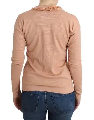 Ermanno Scervino Wool Blend Striped Long Sleeve Top - Orange