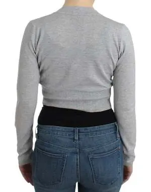 Roberto Cavalli Cropped Virgin Wool Cardigan - Gray