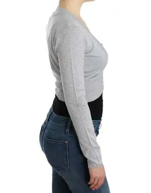 Roberto Cavalli Cropped Virgin Wool Cardigan - Gray