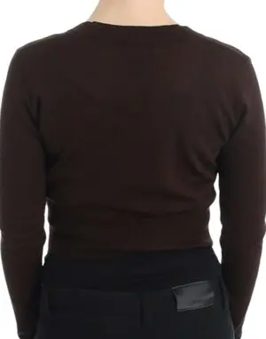 Roberto Cavalli Cropped Virgin Wool Cardigan - Brown