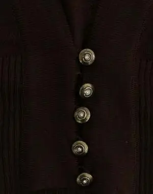 Roberto Cavalli Cropped Virgin Wool Cardigan - Brown