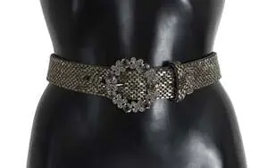 Dolce & Gabbana Crystal Buckle Sequined Waist Belt - Gray