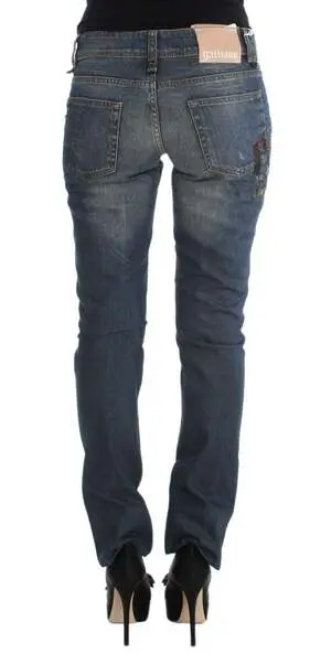 John Galliano Cotton Blend Slim Fit Jeans - Blue