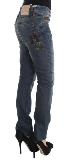 John Galliano Cotton Blend Slim Fit Jeans - Blue